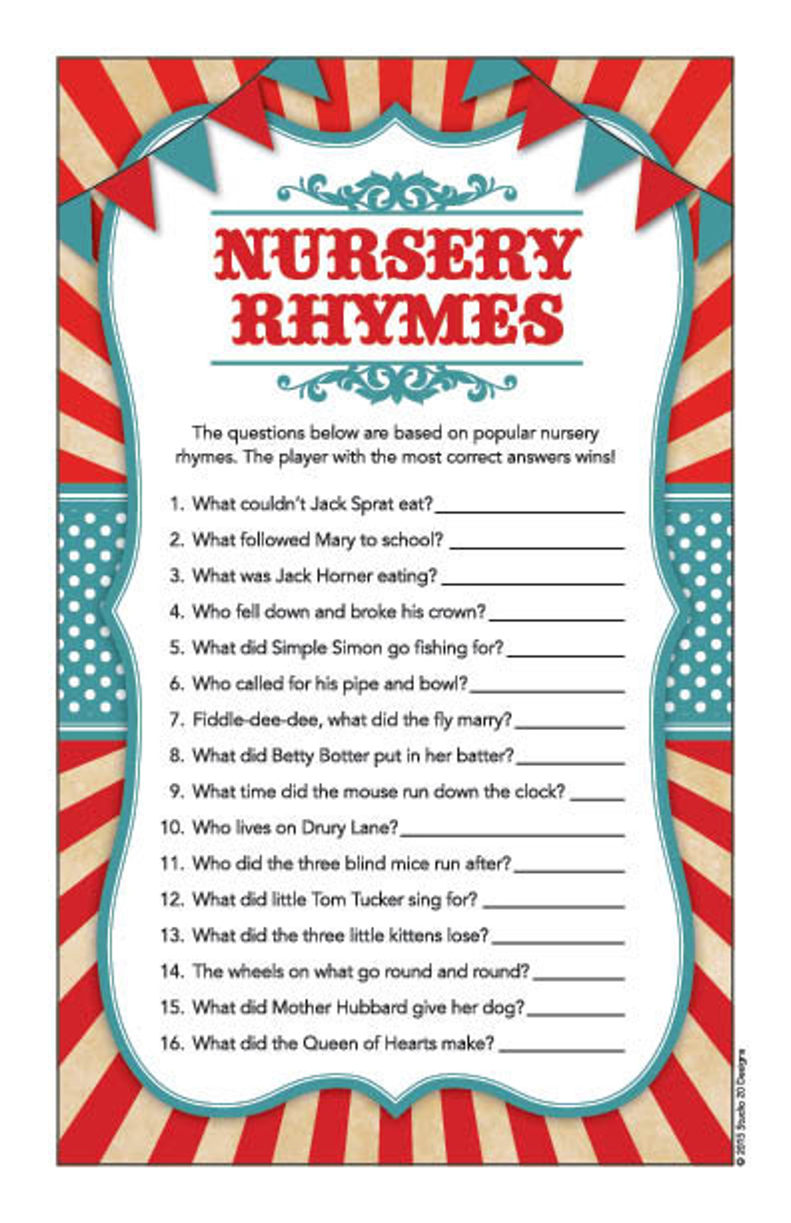 Instant Download Vintage Big Top Circus Nursery Rhyme Baby | Etsy