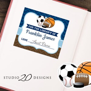 Instant Download Chevron Sports Bookplate, Blue Brown Chevron Book ...