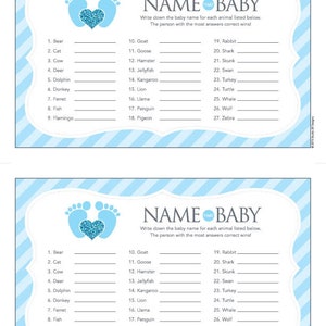 Instant Download Footprint Baby Shower Name That Baby Game, Grey Blue ...