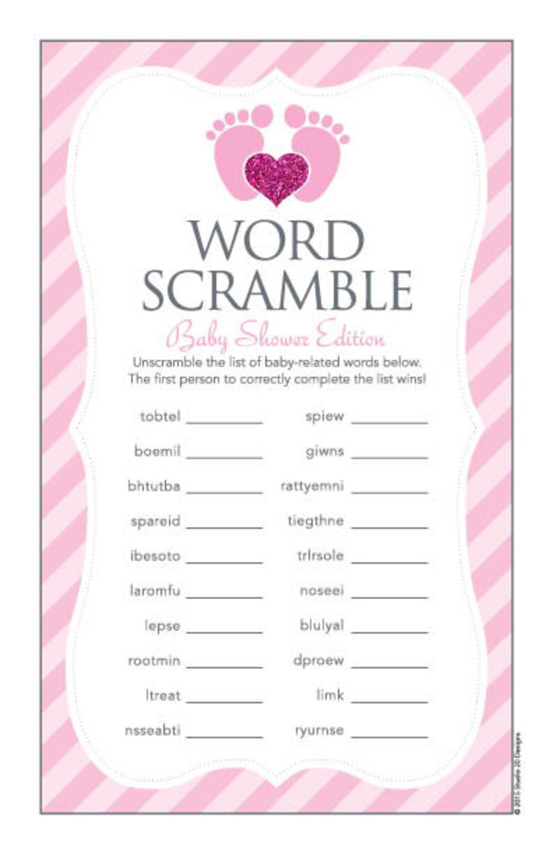 Instant Download Footprint Word Scramble Baby Shower Game - Etsy