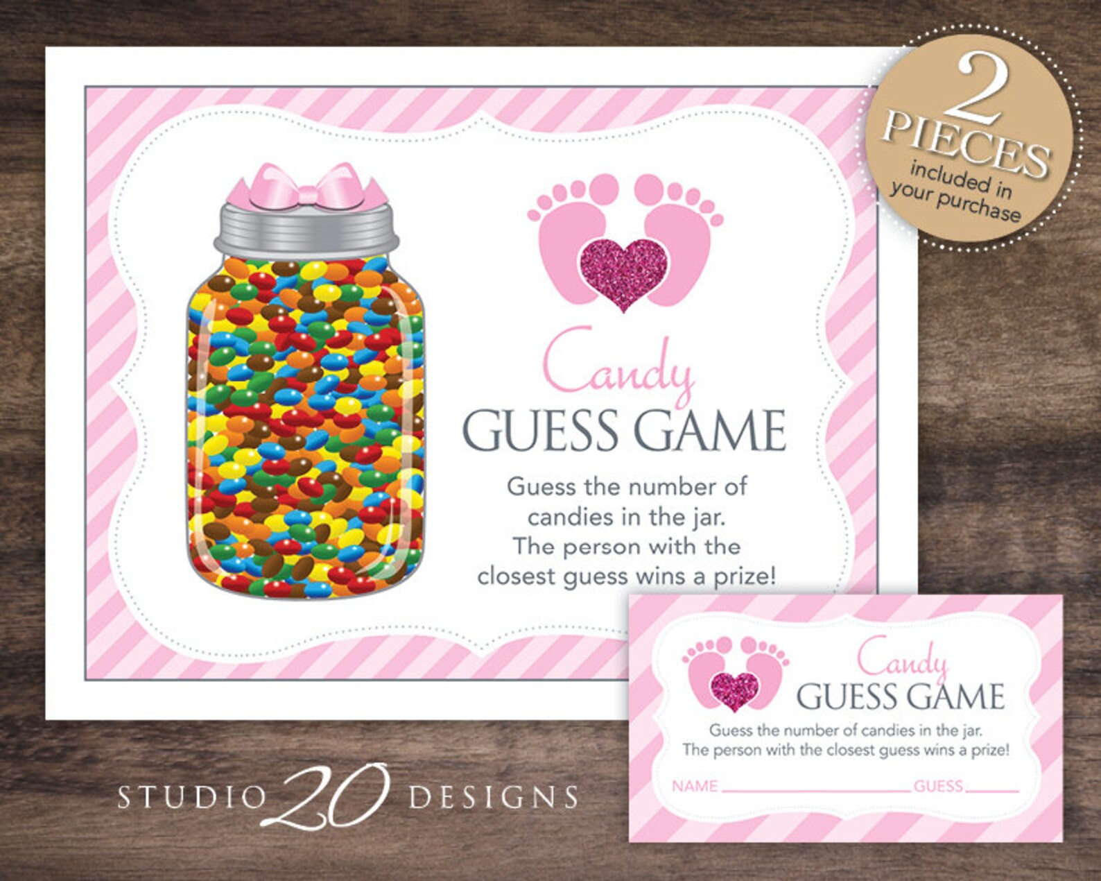 Instant Download Pink Footprint Candy Guessing Game Grey Pink | Etsy