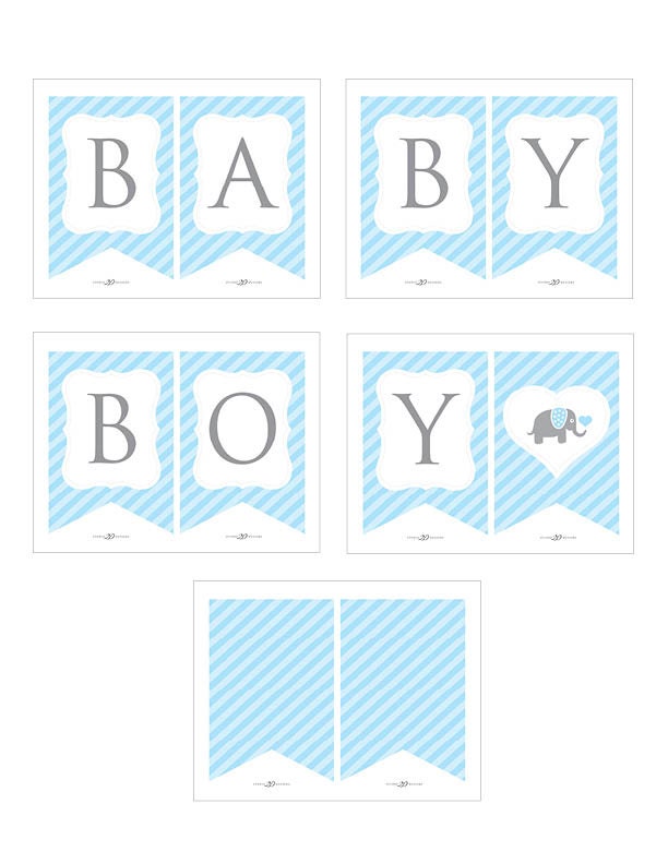 Instant Download Blue Elephant Baby Shower Banner, Printable Blue Baby ...
