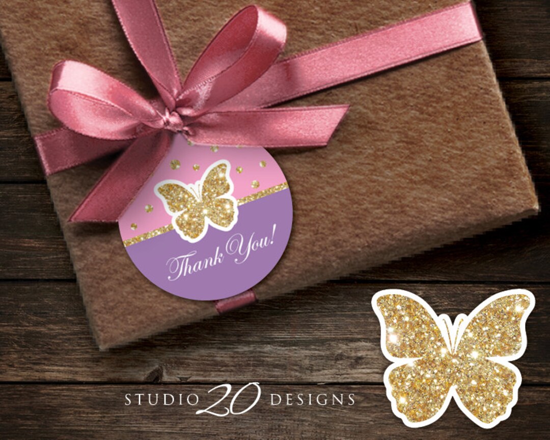 Instant Download Pink Purple Butterfly Thank You Tags, Printable Pink ...