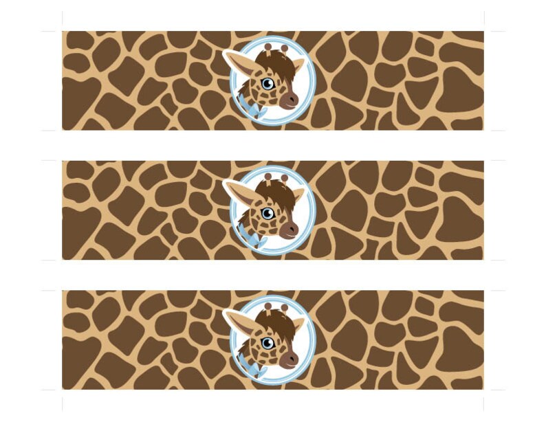 Instant Download Giraffe Bottle Labels Printable Brown Blue | Etsy