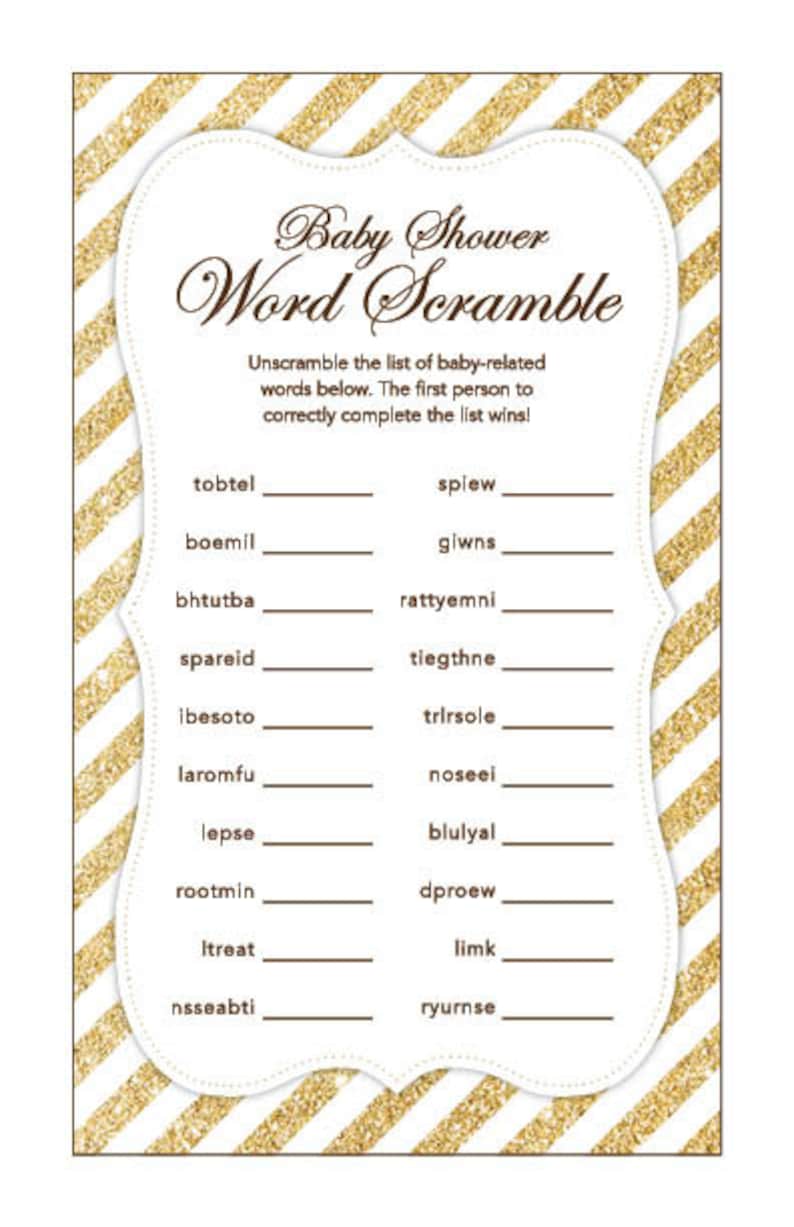 Instant Download Gold Glitter Baby Word Scramble Glitter Word | Etsy