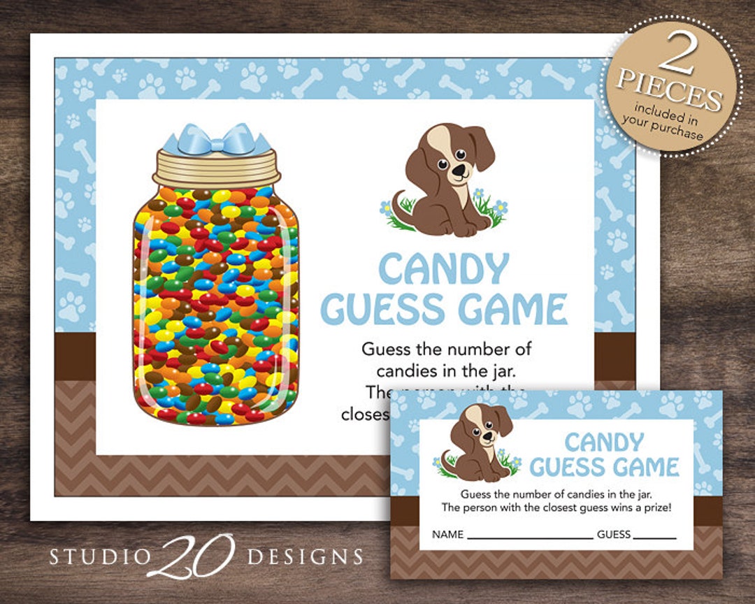 Instant Download Puppy Candy Guessing Game, Blue Brown Baby Shower ...