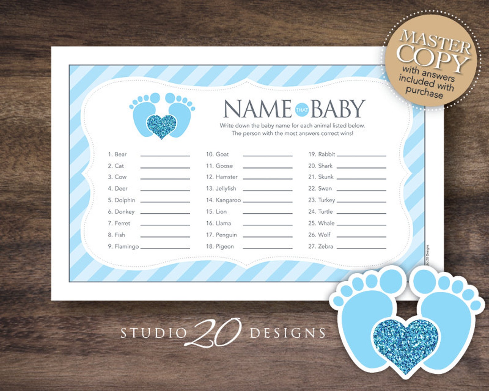 Instant Download Footprint Baby Shower Name That Baby Game - Etsy