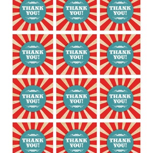 Instant Download Vintage Big Top Circus Thank You Tags, Retro Red ...