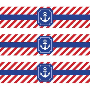 Instant Download Blue Red Nautical Bottle Labels, Printable Nautical ...