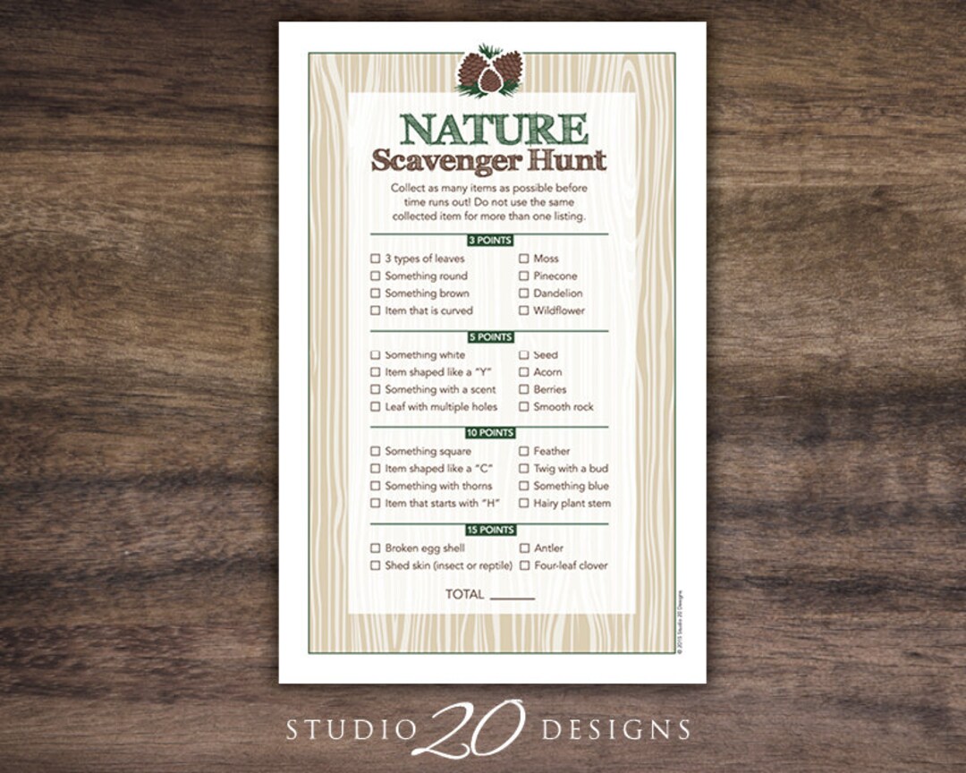 Instant Download Nature Scavenger Hunt Game, Woodland Hunt Party Game ...