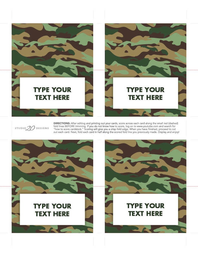 Instant Download Green Camo Food Labels DIY Editable Food | Etsy