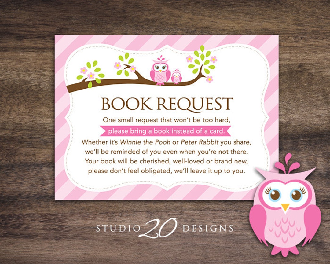 Instant Download Pink Owl Book Request for Girl, Pink Brown Owl Book in ...