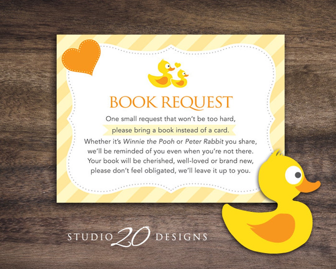 Instant Download Rubber Duck Book Request, Yellow Duck Book in Lieu of ...