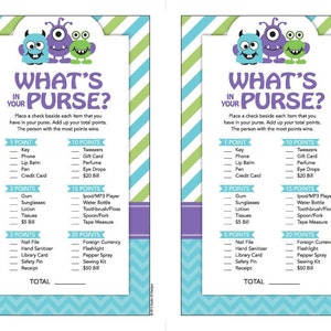 Instant Download Little Monsters What's in Your Purse Game, Monster ...