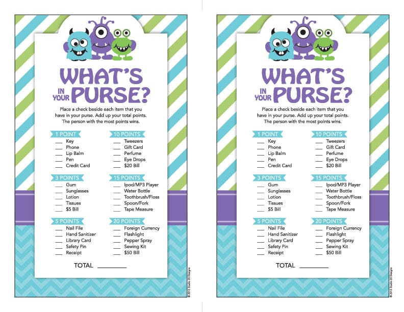 Instant Download Little Monsters What's in Your Purse - Etsy