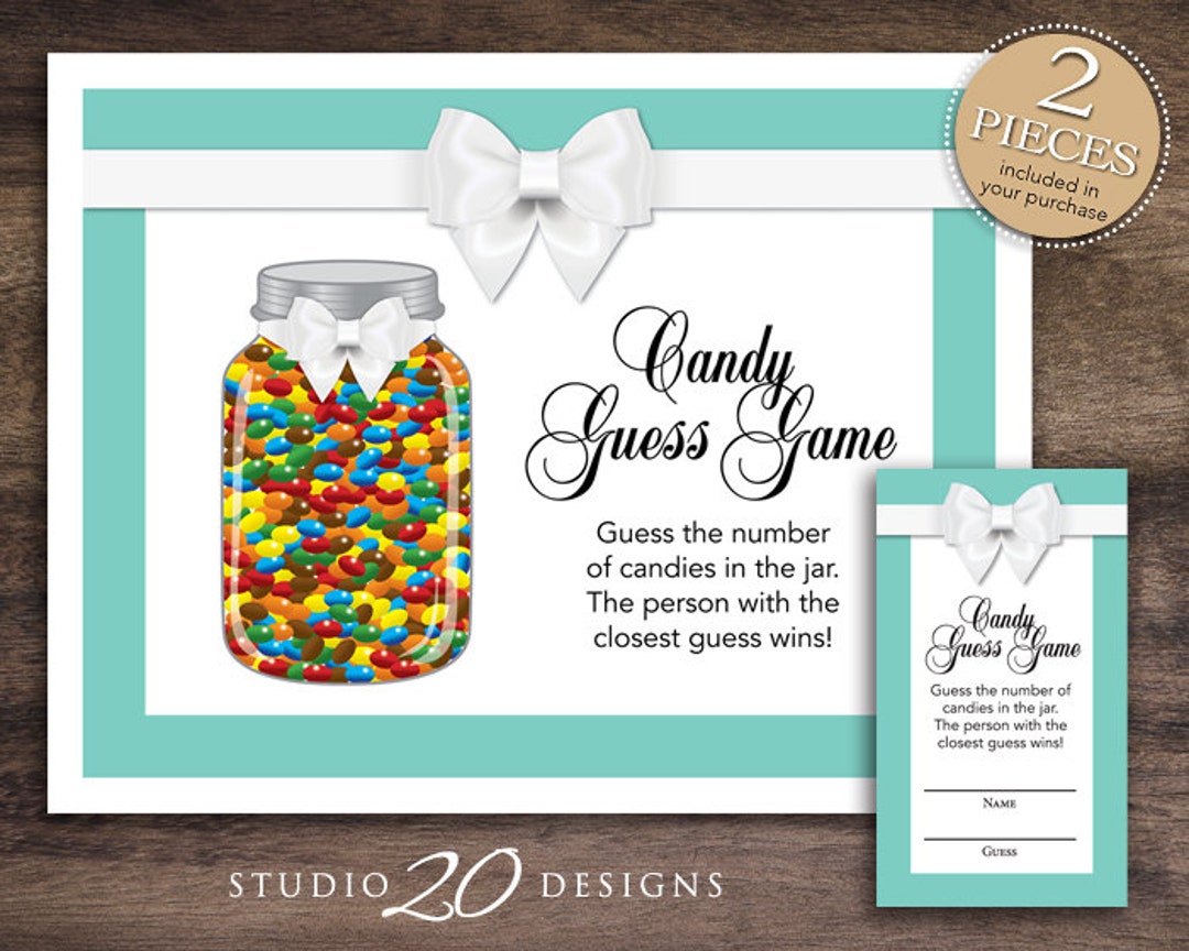 Instant Download Aqua Blue Candy Guessing Game, Baby Shower Candy Guess ...