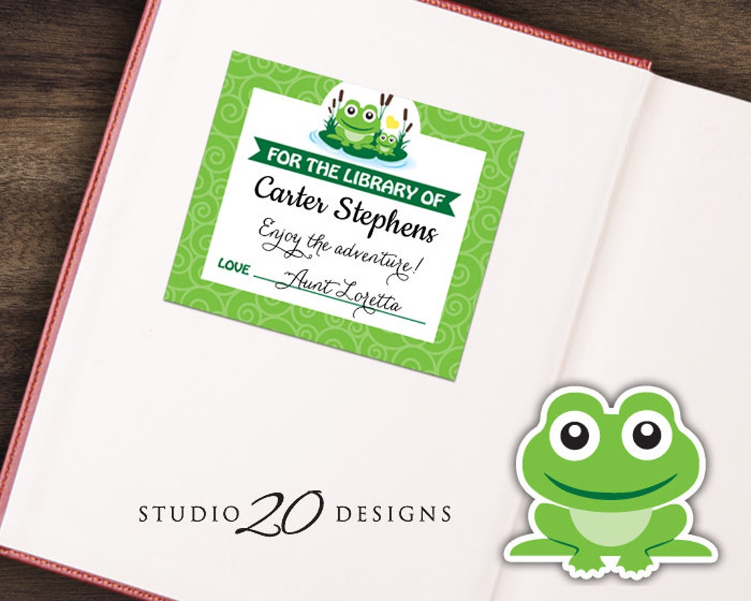 Instant Download Frog Bookplate, Green Yellow Frog Baby Shower Book ...