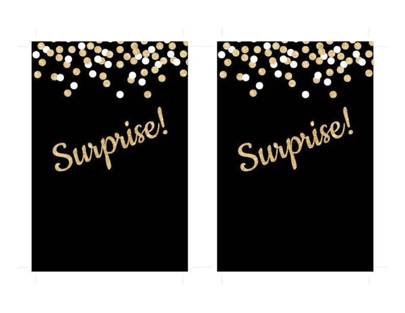 Instant Download 4x6 Black Gold Glitter Surprise Party Invitations ...