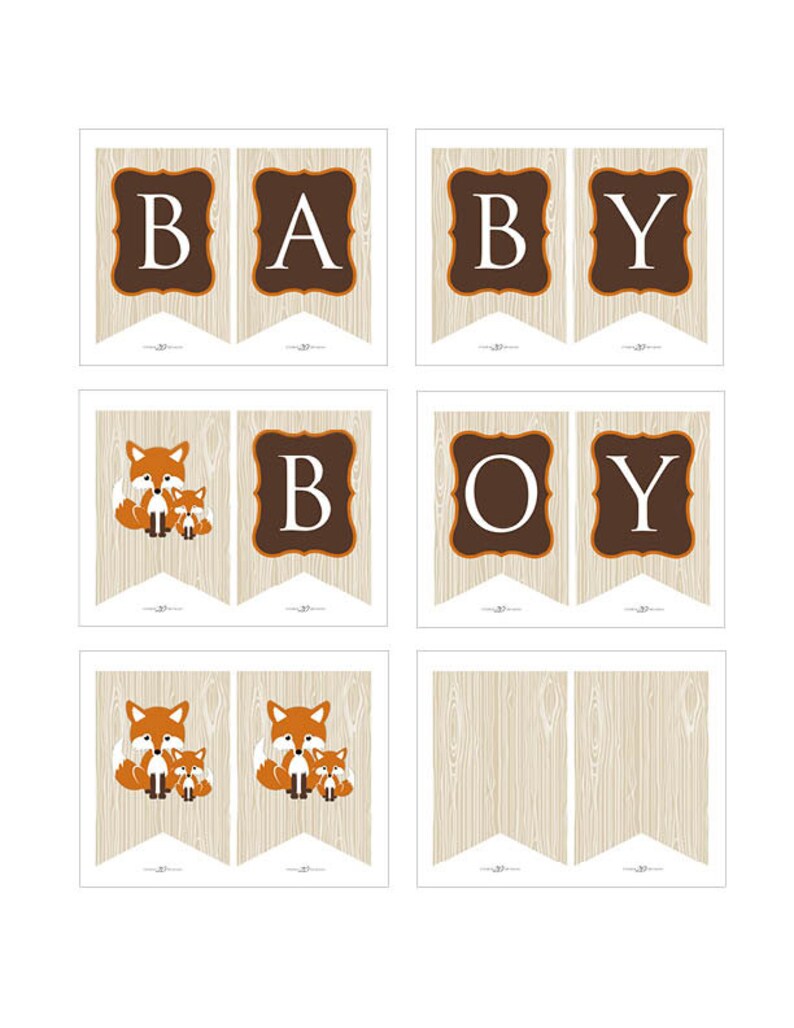 Instant Download Fox Baby Shower Banner, Boy Fox Bunting Banner, Brown ...