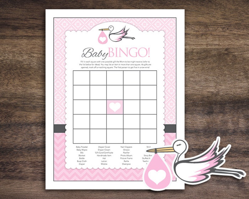 Instant Download Pink Stork Baby Shower Games for Girl Stork - Etsy