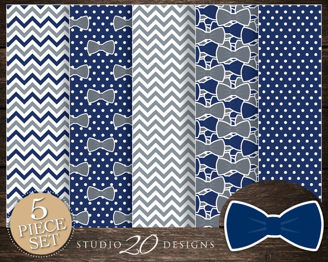 60% OFF! Instant Download Bow Tie Digital Paper, Printable 12x12 Navy ...