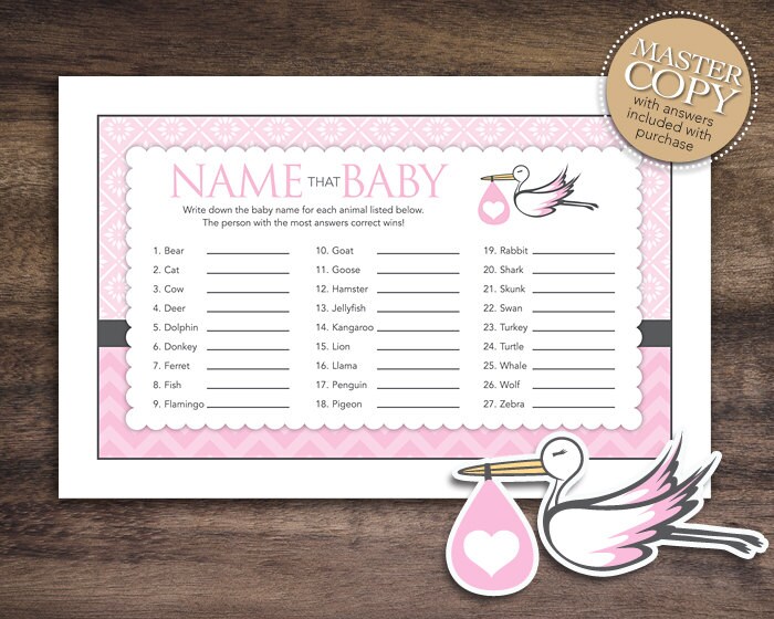 Instant Download Pink Stork Baby Shower Games for Girl Stork - Etsy