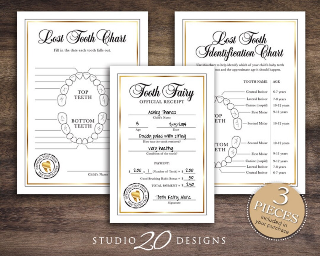Tooth Fairy Kit Instant Download, Includes Tooth Fairy Receipt, Lost ...