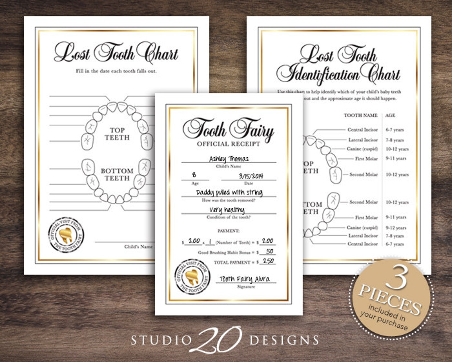 Tooth Fairy Kit Instant Download, Includes Tooth Fairy Receipt, Lost ...