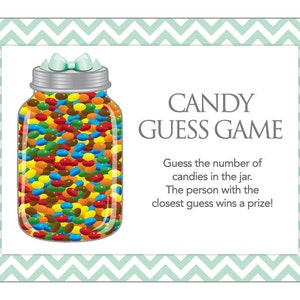 Instant Download Mint Green Candy Guessing Game, Blue Green Mint Baby ...