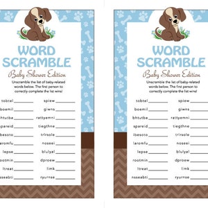 Instant Download Puppy Baby Word Scramble Game, Blue Brown Puppy Word ...