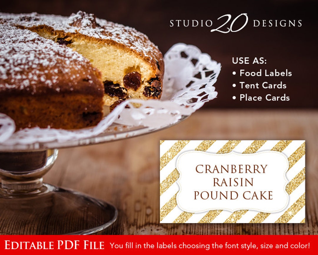 Instant Download Gold Glitter Food Labels, DIY Editable Food Labels ...