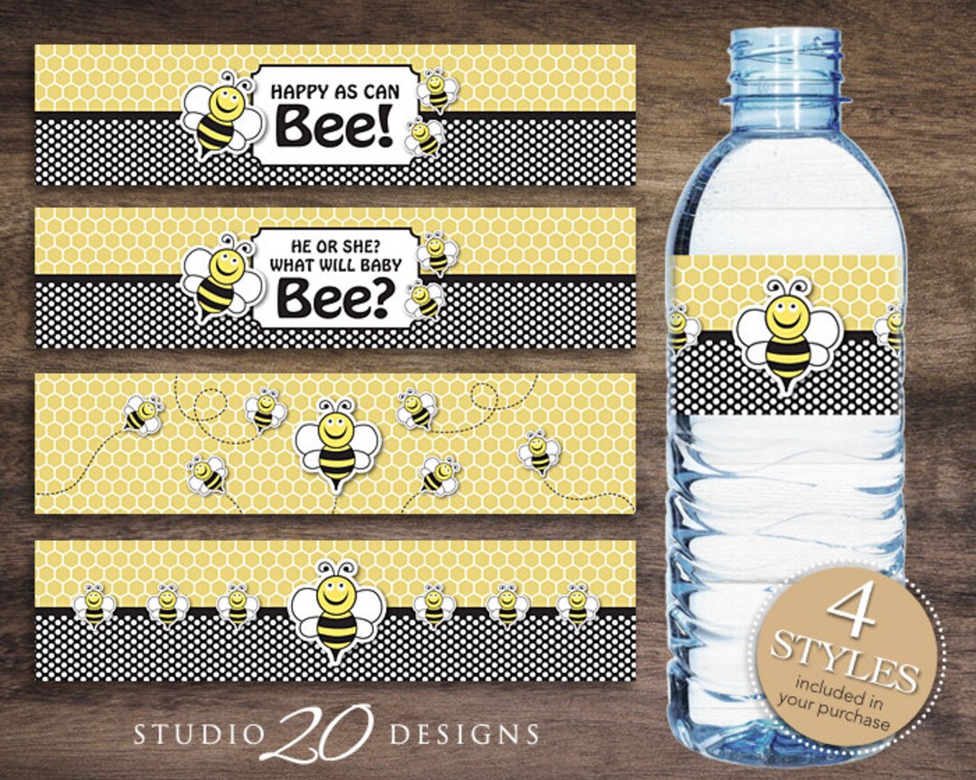 Instant Download Bee Water Bottle Labels, Printable Baby Shower ...