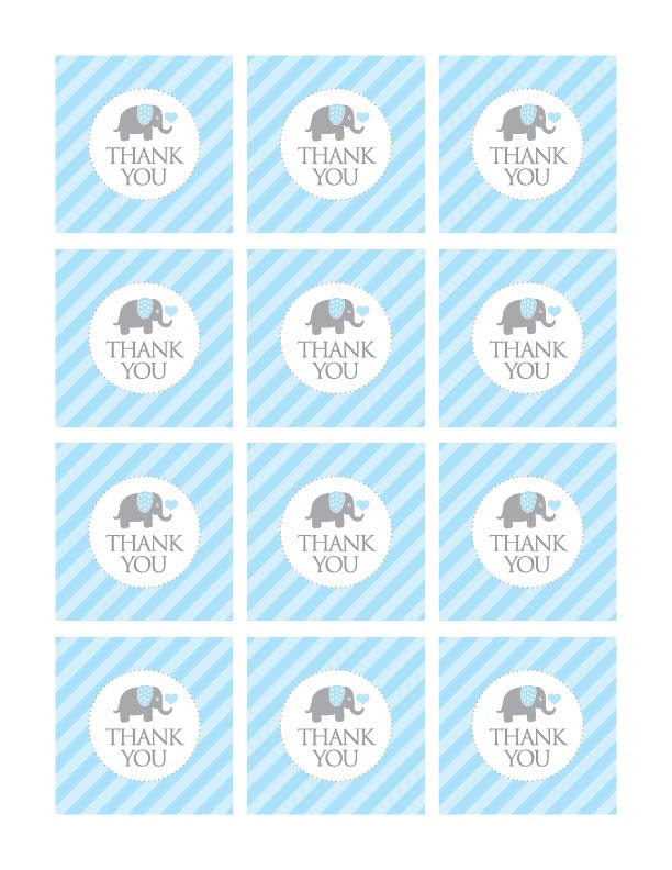 Instant Download Blue Elephant Thank You Tags Printable | Etsy