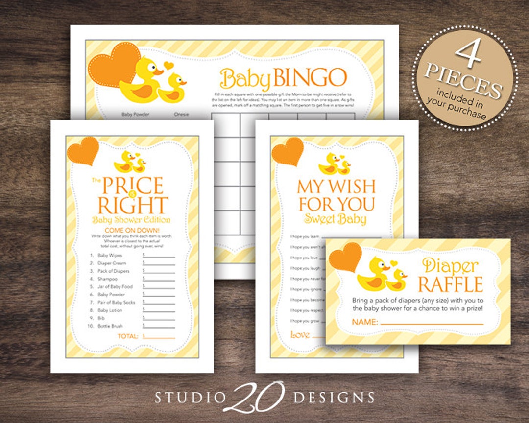 Instant Download Yellow Rubber Duck Baby Shower Games Pack, Yellow ...