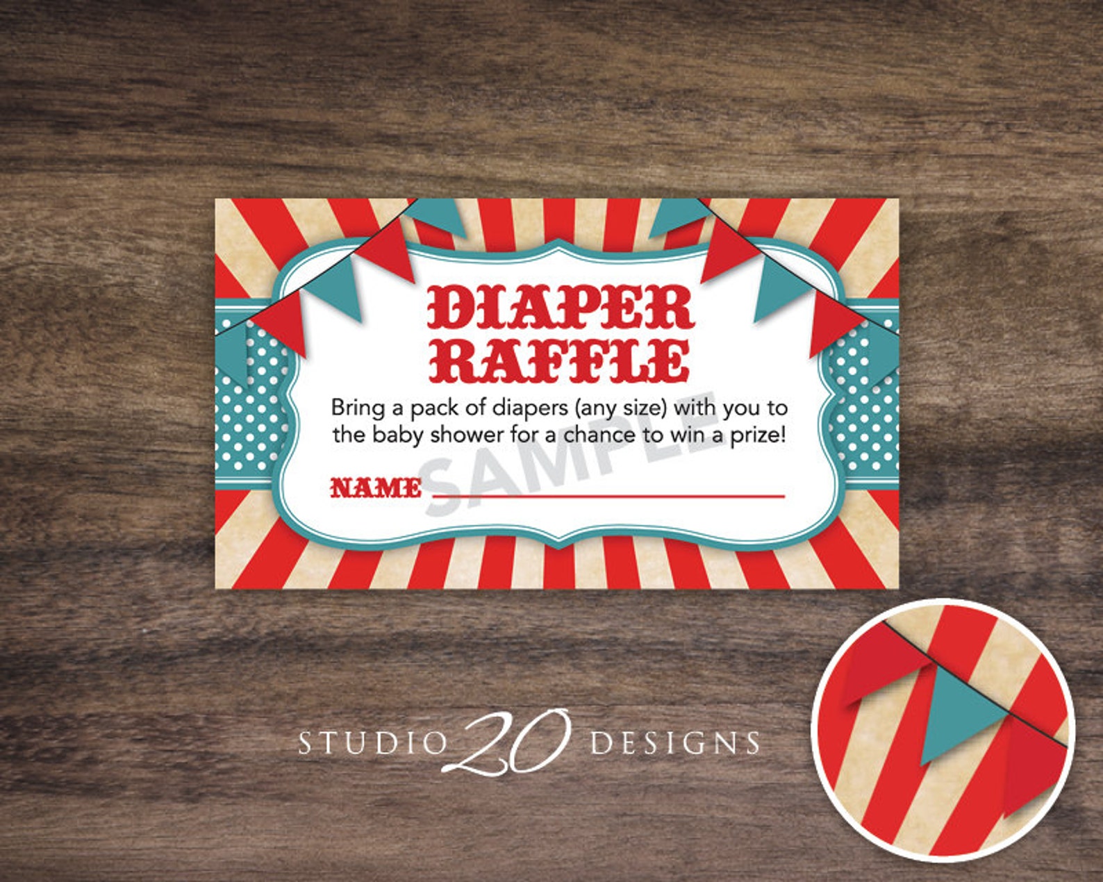 Instant Download Vintage Big Top Circus Diaper Raffle Cards | Etsy