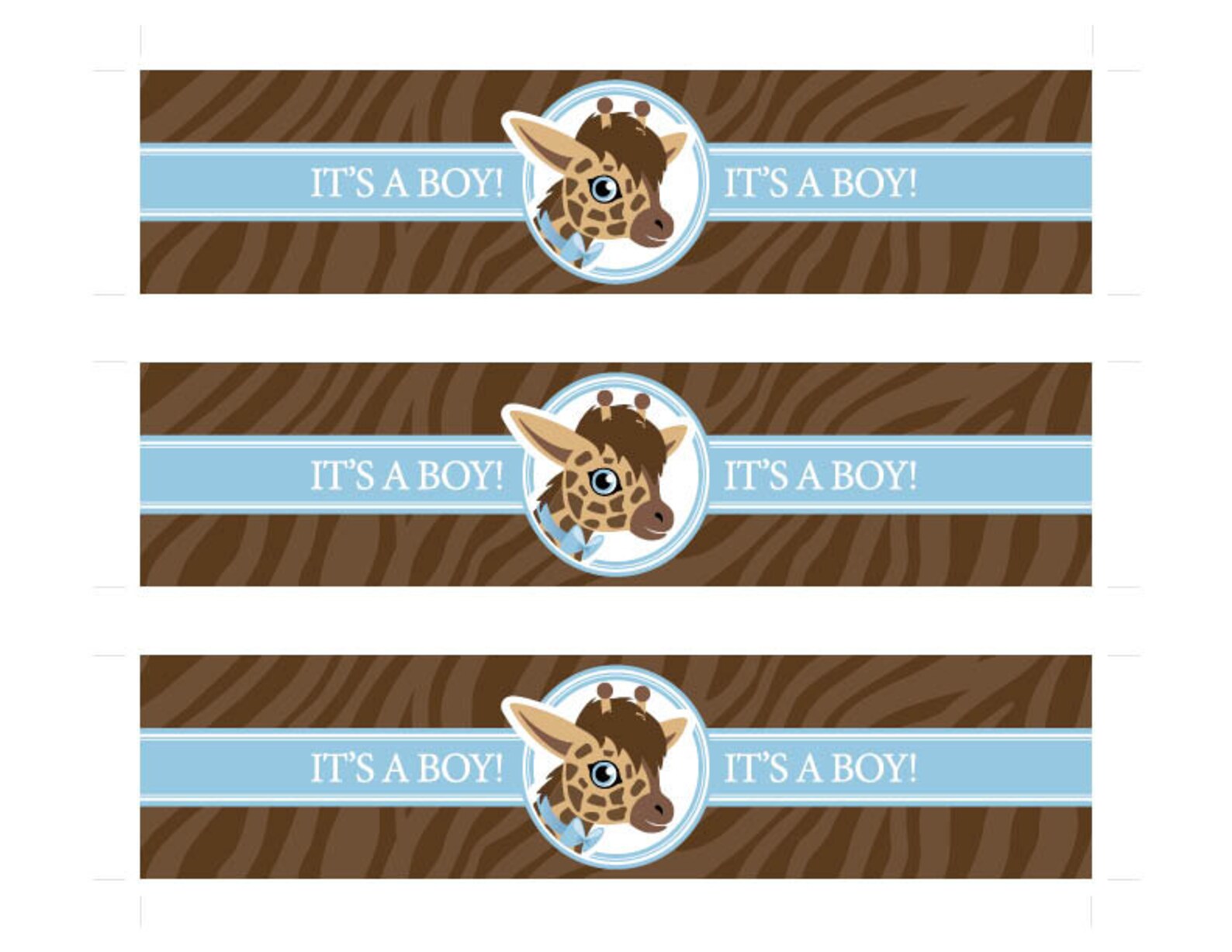 Instant Download Giraffe Bottle Labels Printable Brown Blue | Etsy