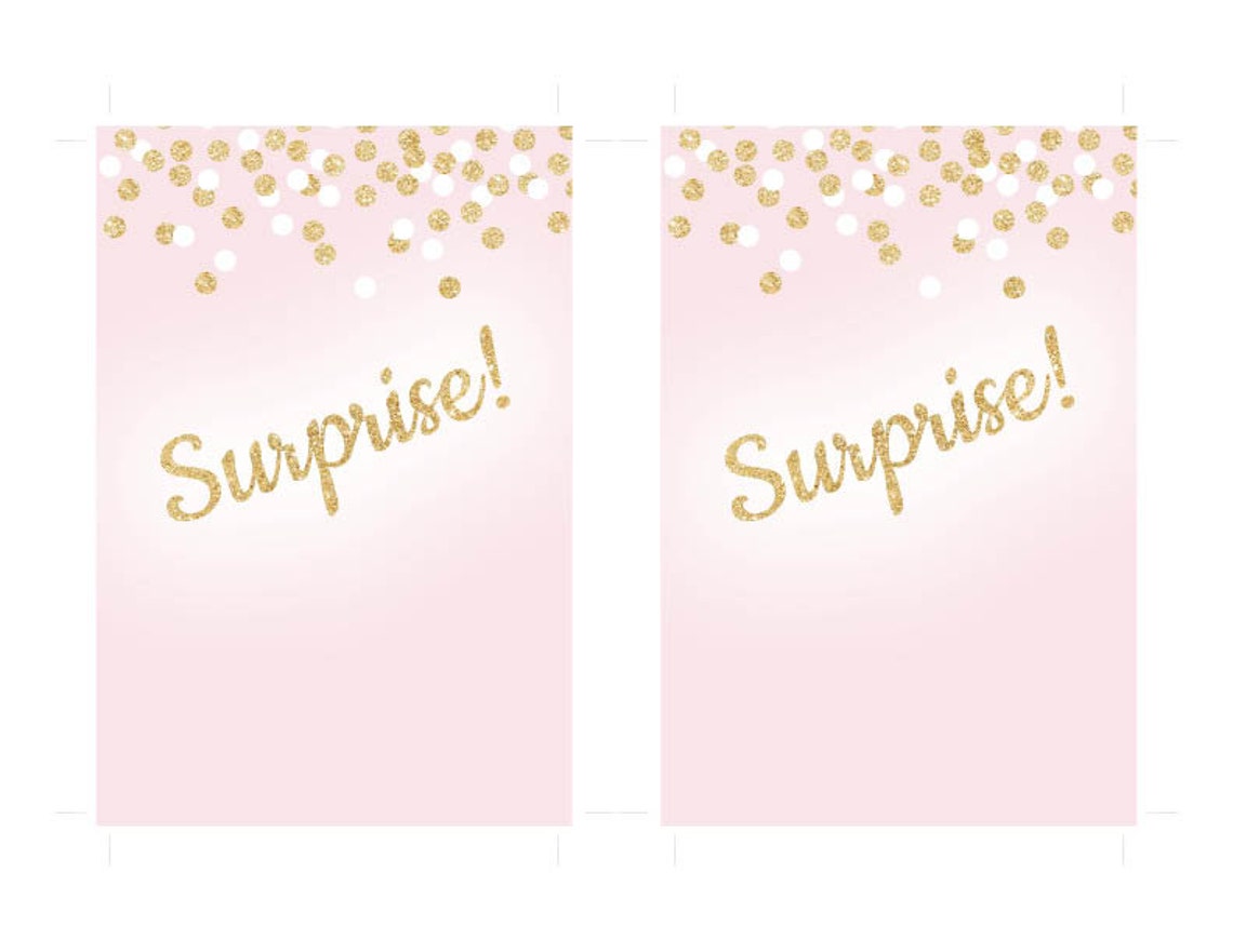 Instant Download 4x6 Pink Glitter Surprise Party Invitations - Etsy