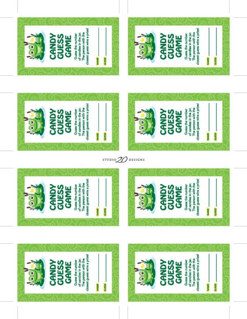 Instant Download Frog Candy Guessing Game Green Frog Baby - Etsy