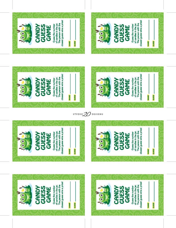 Instant Download Frog Candy Guessing Game Green Frog Baby - Etsy