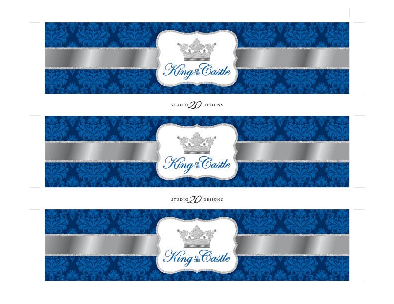 Instant Download Royal Blue Bottle Labels Printable Silver | Etsy