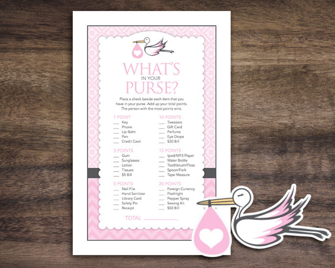 Instant Download Pink Stork Baby Shower Games for Girl, Stork What's in ...
