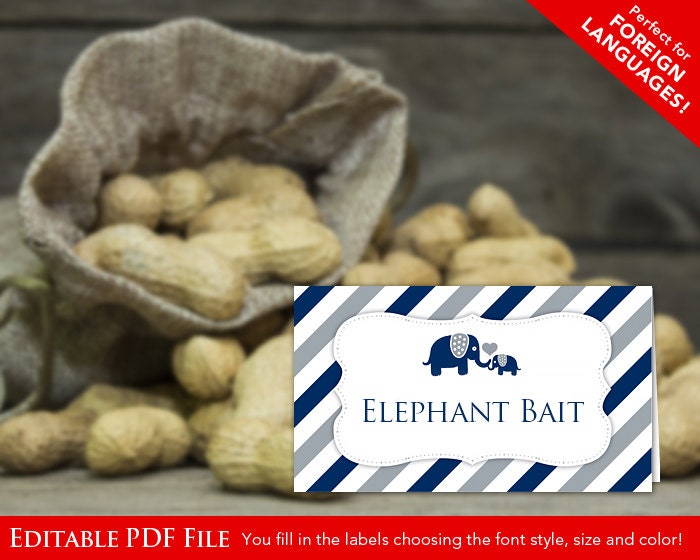 Instant Download Elephant Food Labels DIY Editable Food - Etsy