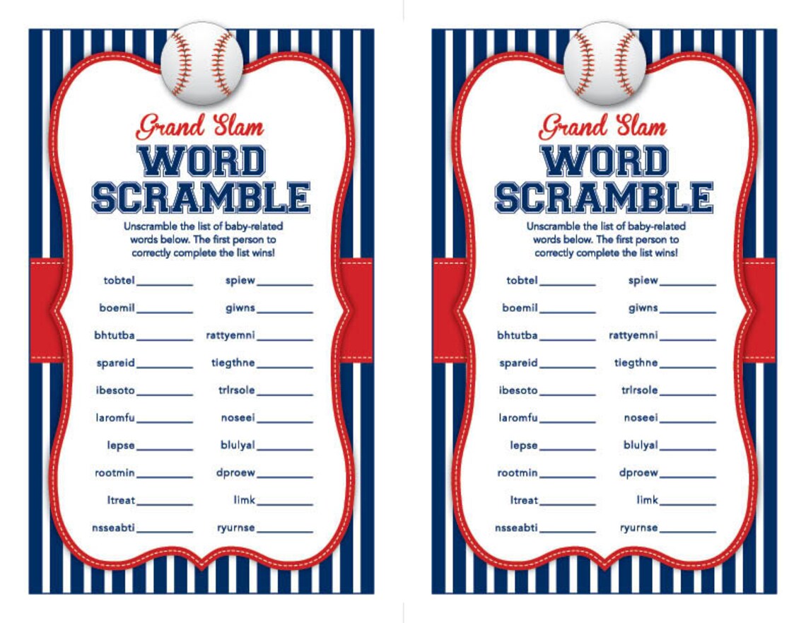 Instant Download Baseball Baby Word Scramble Game Printable - Etsy