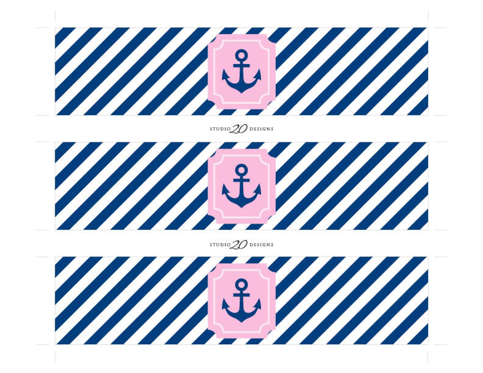 Instant Download Pink Nautical Bottle Labels Printable - Etsy