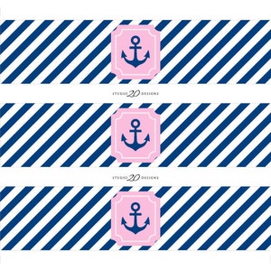 Instant Download Pink Nautical Bottle Labels, Printable Nautical Water ...