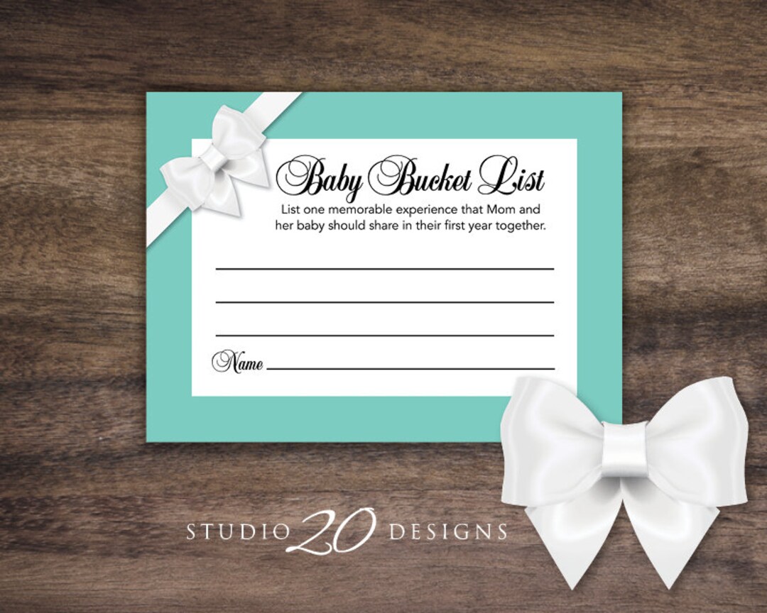Instant Download Baby Bucket List Cards, Printable Aqua Blue First Year ...