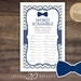 Instant Download Bow Tie Word Scramble Baby Shower Game, Printable Navy ...