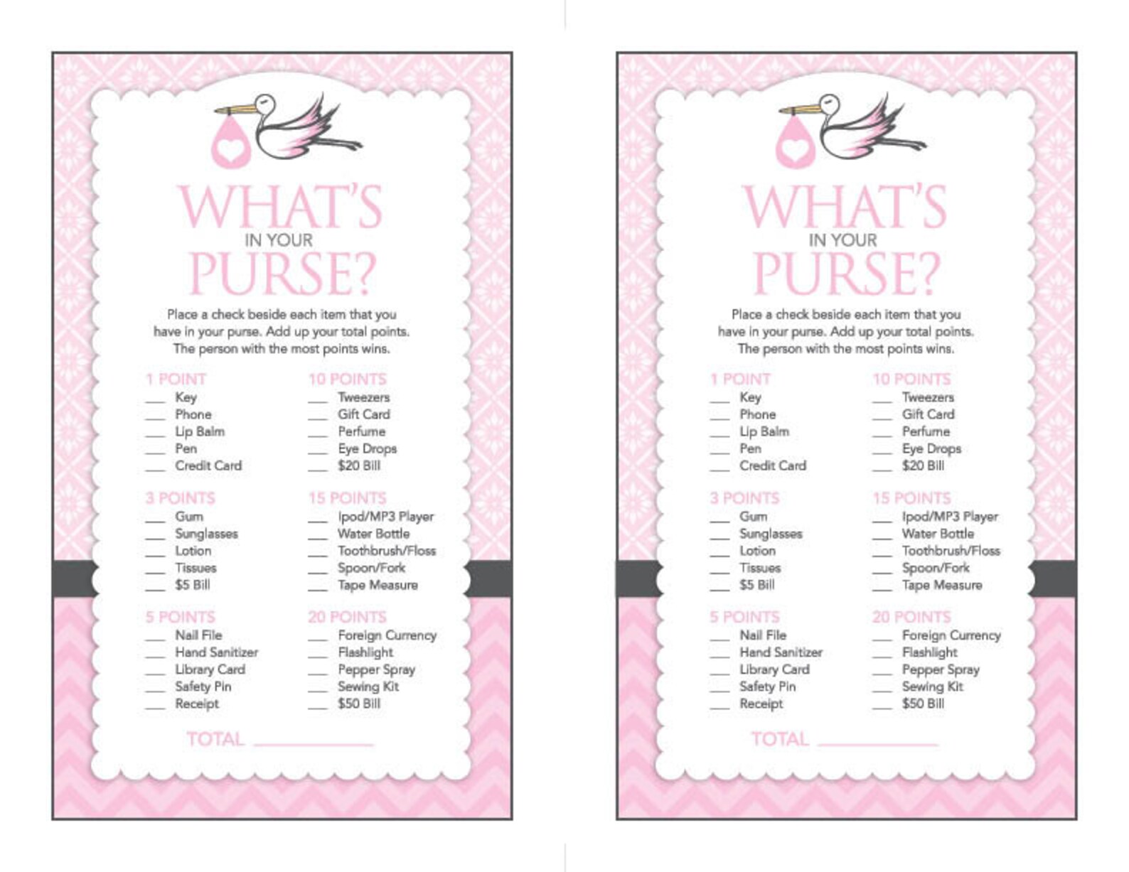 Instant Download Pink Stork Baby Shower Games for Girl Stork | Etsy