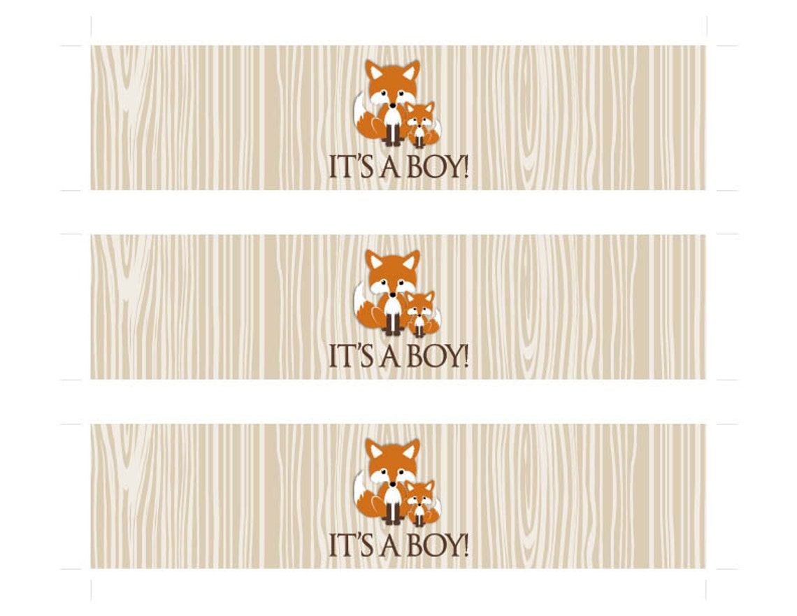 Instant Download Fox Baby Shower Water Bottle Labels - Etsy