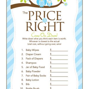 Instant Download Blue Owl Baby Shower Games Pack, Printable Boy Owl ...